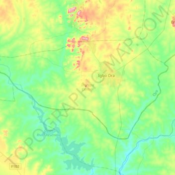 Ibarapa Central topographic map, elevation, terrain