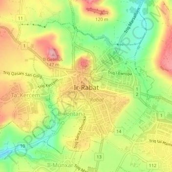 Victoria topographic map, elevation, terrain