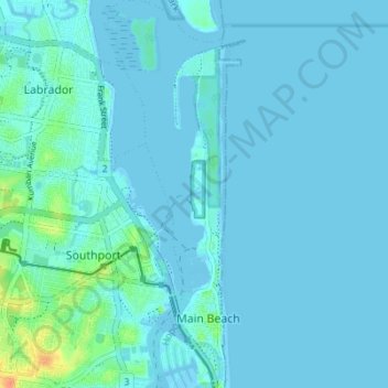 Main Beach topographic map, elevation, terrain