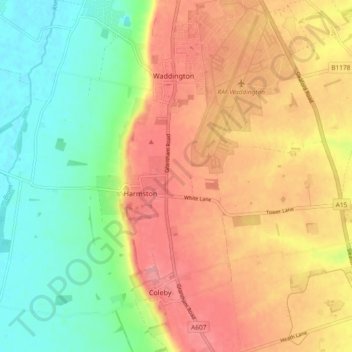 Harmston topographic map, elevation, terrain