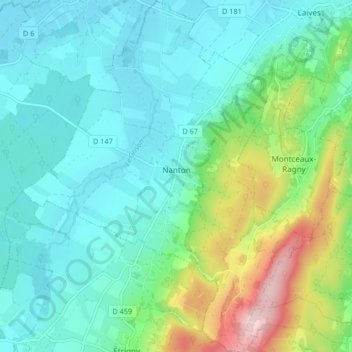 Nanton topographic map, elevation, terrain