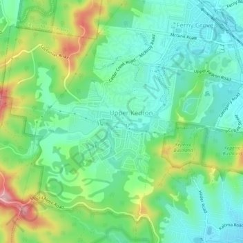 Upper Kedron topographic map, elevation, terrain