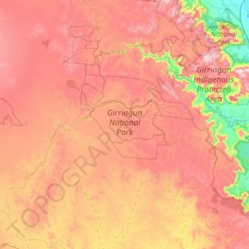 Girringun National Park topographic map, elevation, terrain
