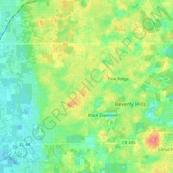 Pine Ridge topographic map, elevation, terrain