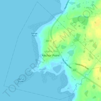 Anchor Point topographic map, elevation, terrain