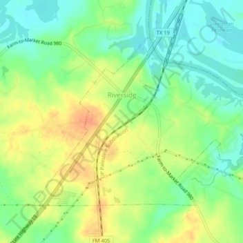 Riverside topographic map, elevation, terrain