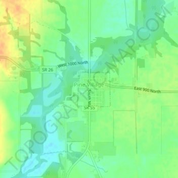 Pine Village topographic map, elevation, terrain