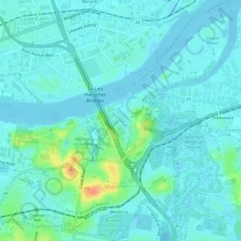 Murarrie topographic map, elevation, terrain