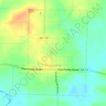Magazine topographic map, elevation, terrain