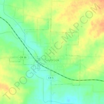 Saybrook topographic map, elevation, terrain