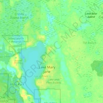 Lake Mary Jane topographic map, elevation, terrain