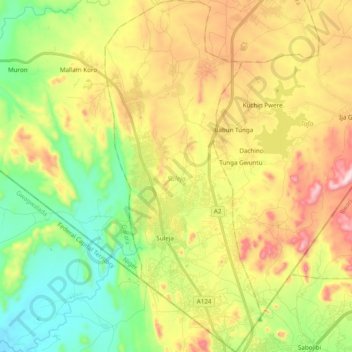 Suleja topographic map, elevation, terrain