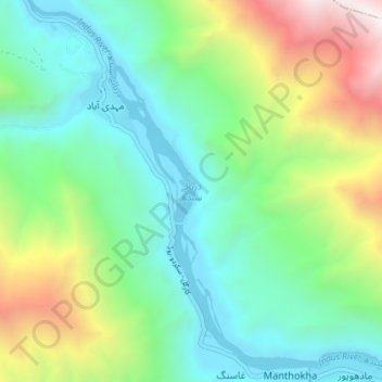 Indus River topographic map, elevation, terrain