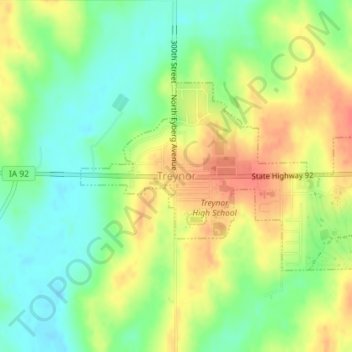 Treynor topographic map, elevation, terrain