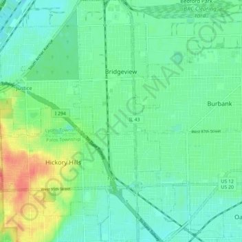 Bridgeview topographic map, elevation, terrain