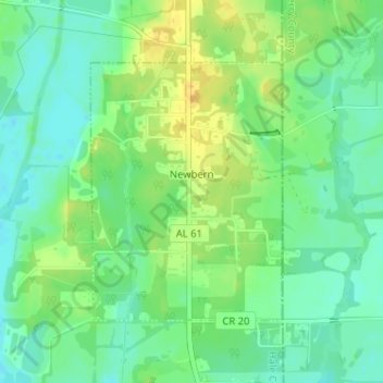 Newbern topographic map, elevation, terrain