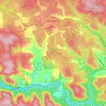 Dwellingup topographic map, elevation, terrain
