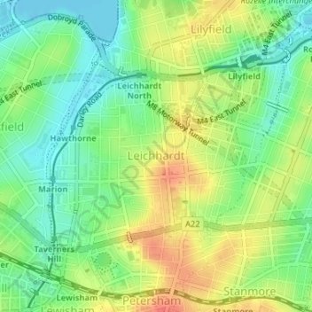 Leichhardt topographic map, elevation, terrain