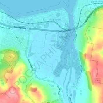 Turners Beach topographic map, elevation, terrain