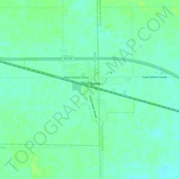 Otterbein topographic map, elevation, terrain