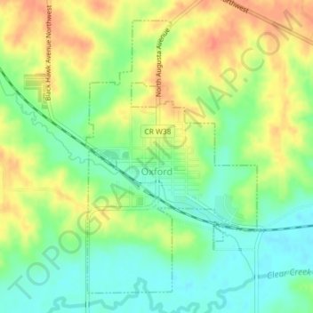 Oxford topographic map, elevation, terrain