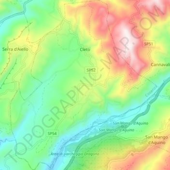 Cleto topographic map, elevation, terrain