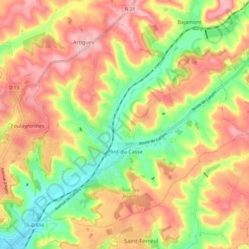 Pont-du-Casse topographic map, elevation, terrain