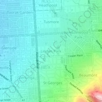 Linden Park topographic map, elevation, terrain