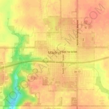 Madrid topographic map, elevation, terrain