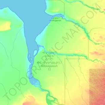 Waskaganish (Village) topographic map, elevation, terrain
