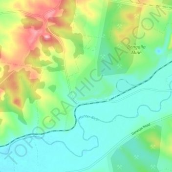 Bengalla topographic map, elevation, terrain