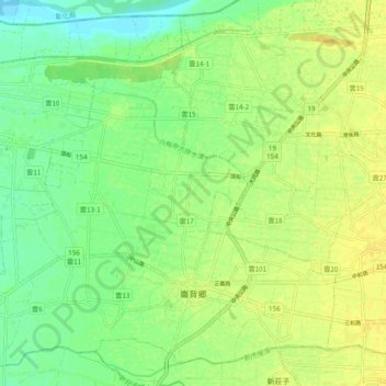 Lunbei Township topographic map, elevation, terrain