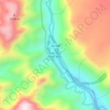Slide Rock State Park topographic map, elevation, terrain