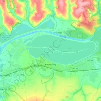 Kurchatov topographic map, elevation, terrain