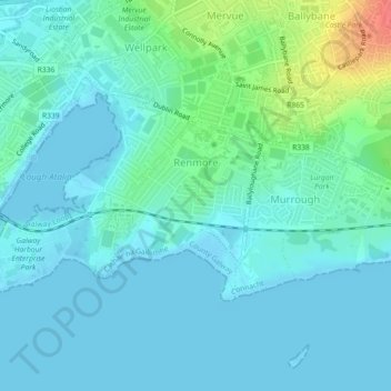 Renmore topographic map, elevation, terrain