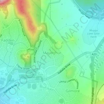 Macarthur topographic map, elevation, terrain