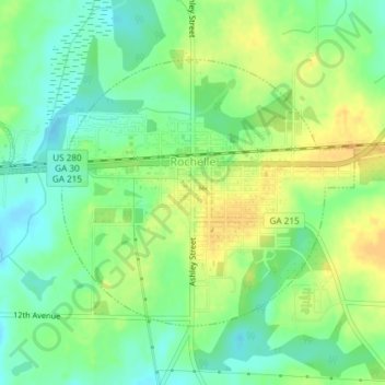 Rochelle topographic map, elevation, terrain