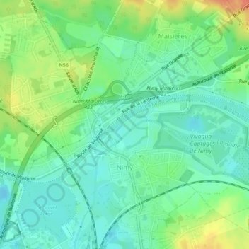 Nimy topographic map, elevation, terrain