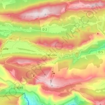Andon topographic map, elevation, terrain