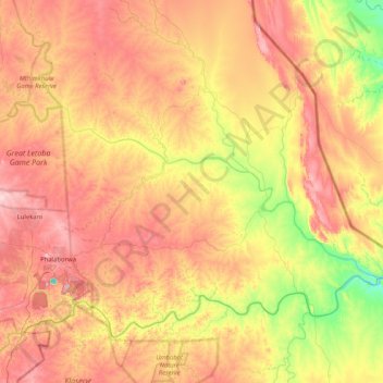 Letaba River topographic map, elevation, terrain