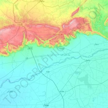 Pind Dadan Khan Tehsil topographic map, elevation, terrain