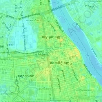 Khan Daun Penh topographic map, elevation, terrain
