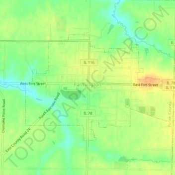 Farmington topographic map, elevation, terrain