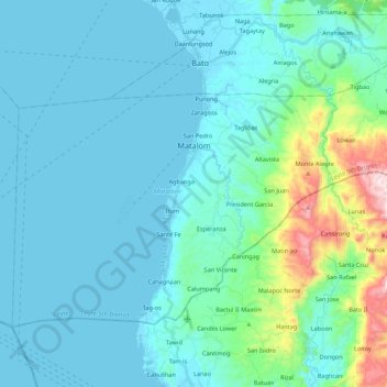 Matalom topographic map, elevation, terrain
