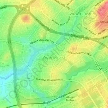 Wuse topographic map, elevation, terrain
