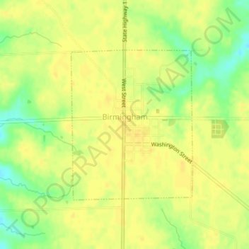 Birmingham topographic map, elevation, terrain