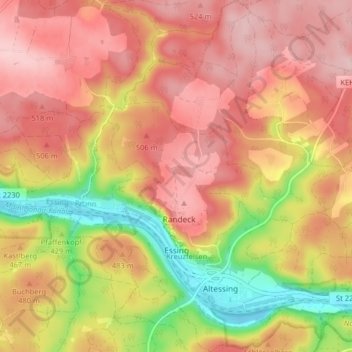 Essing topographic map, elevation, terrain