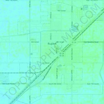 Rupert topographic map, elevation, terrain