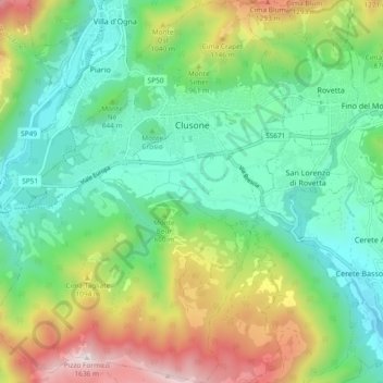 Clusone topographic map, elevation, terrain