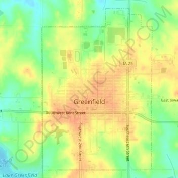 Greenfield topographic map, elevation, terrain